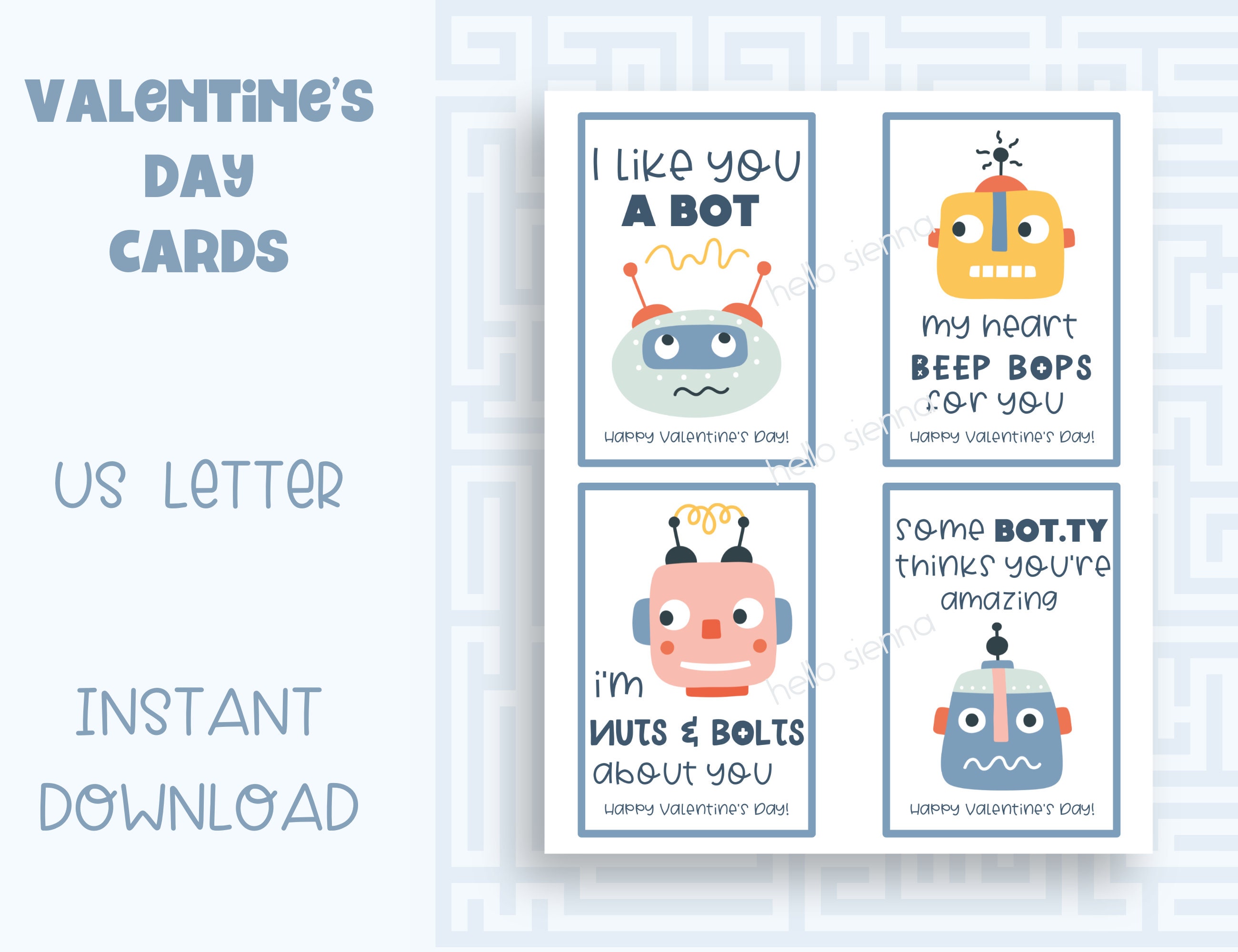 Robot Card Printable - Etsy