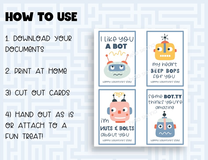 Robot Card Printable - Etsy