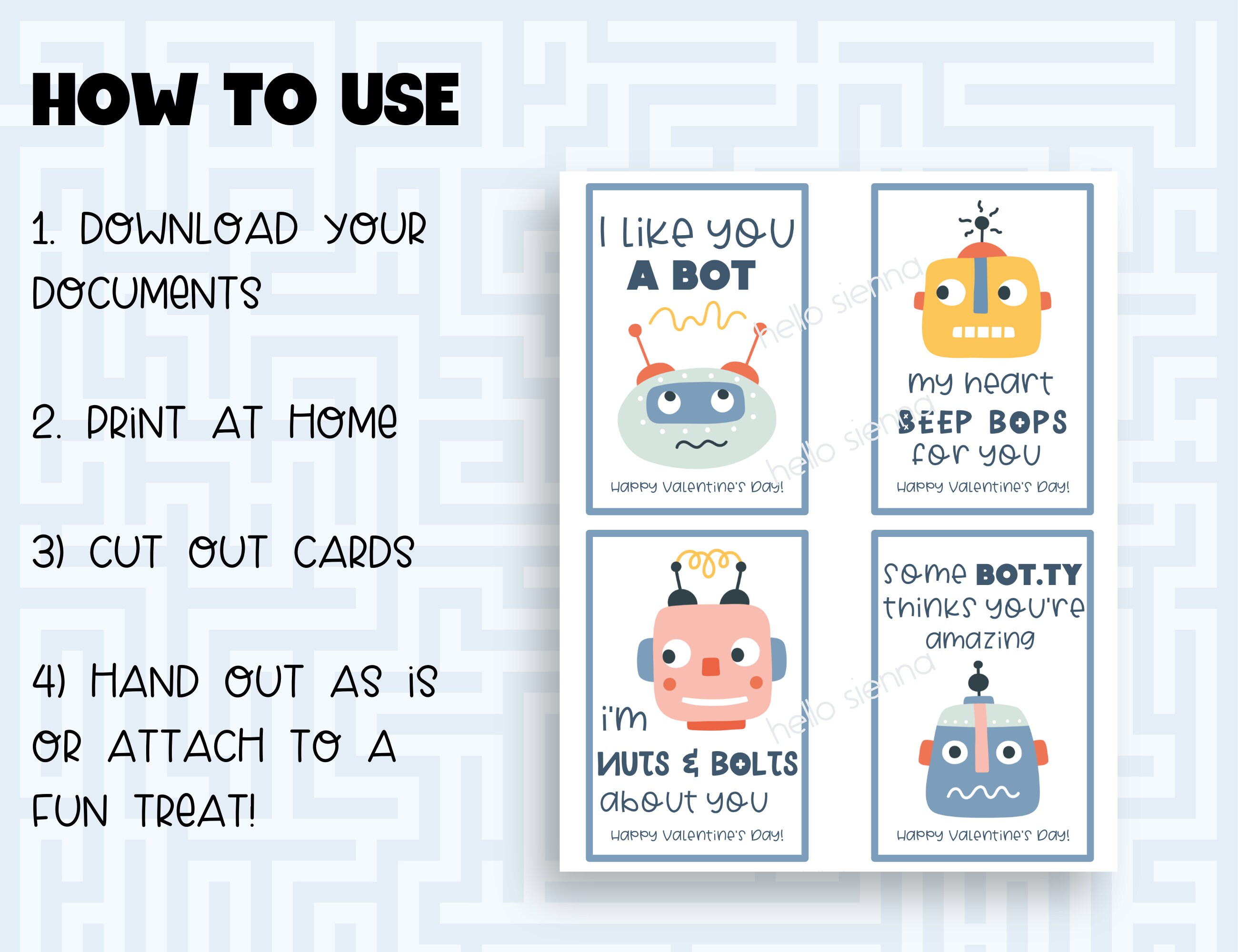 Robot Card Printable - Etsy