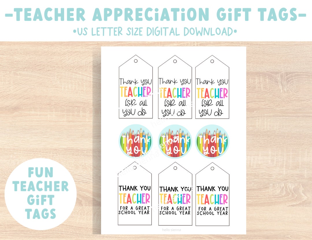 Teacher Thank You Gift Tags - Etsy