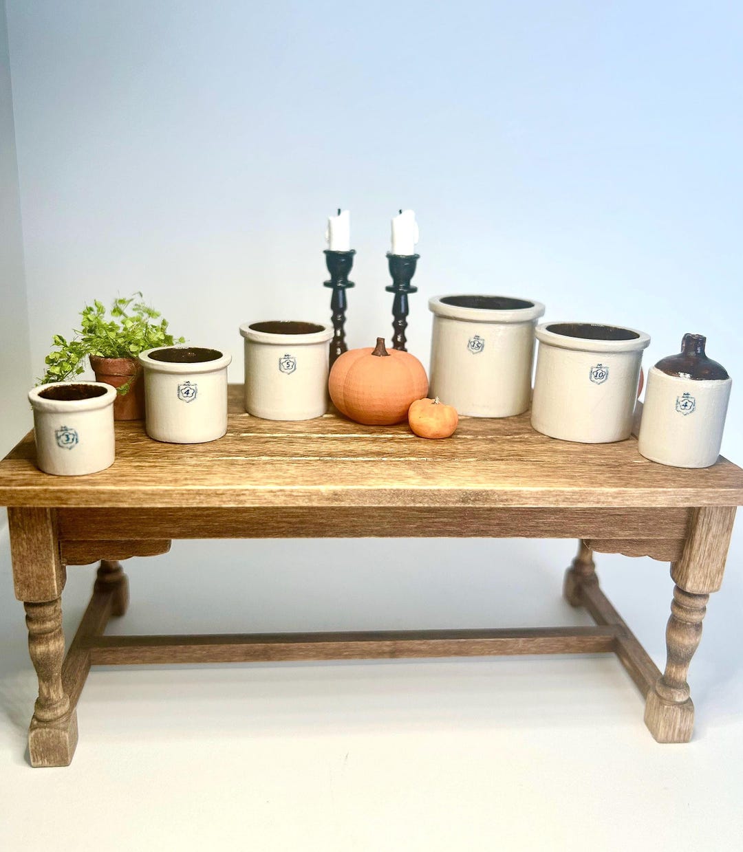 Dollhouse Antique Crock Pots, Miniature Stoneware, Pottery, Pots, M ...