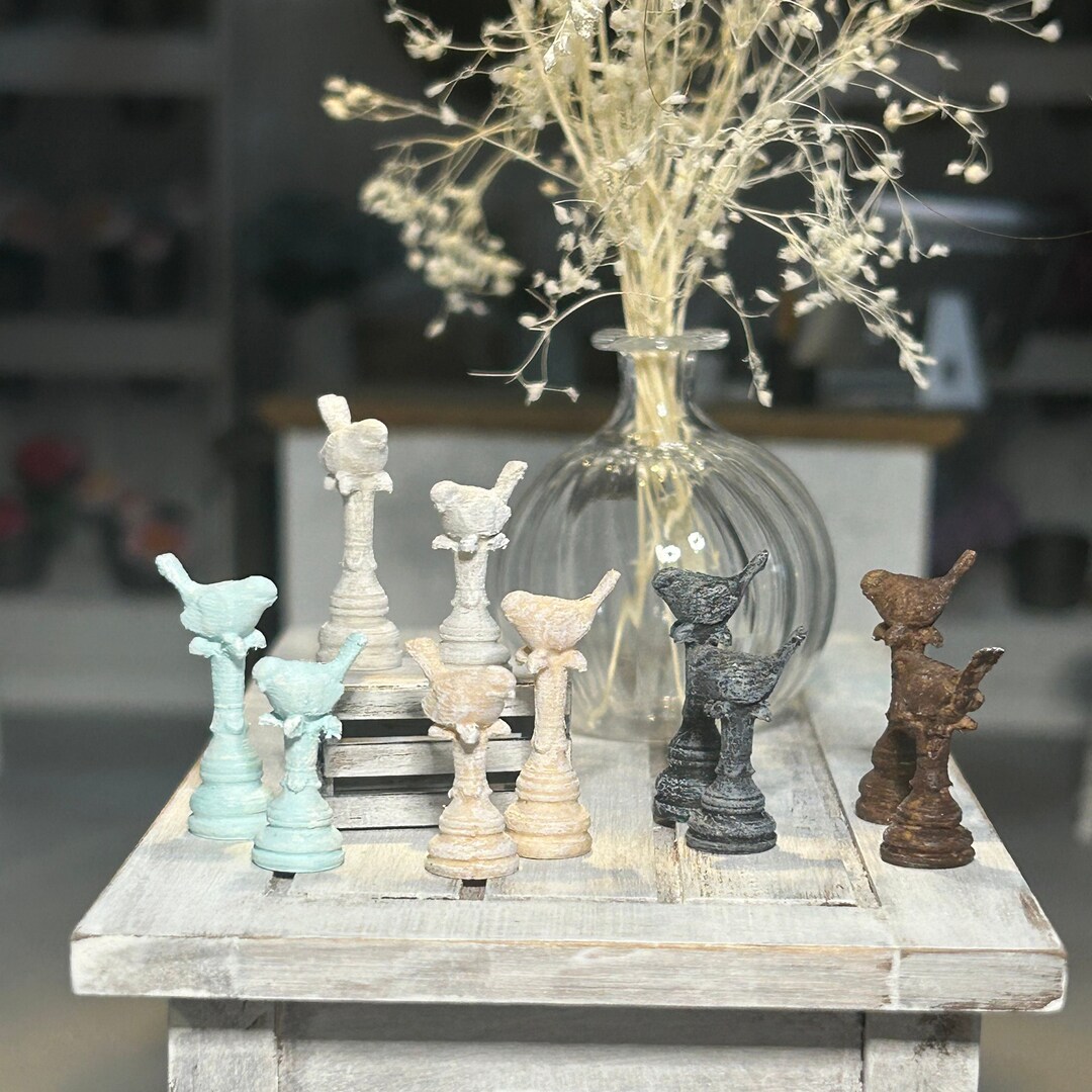 Little Miniature Bird Finial Set, Choose Pure White, White Washed ...