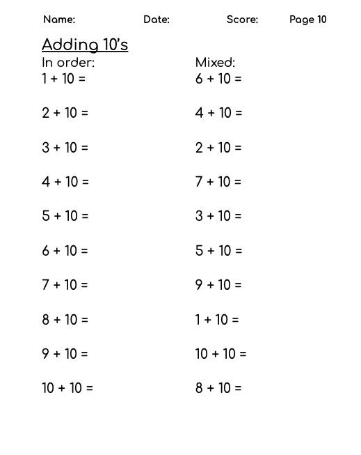 Addition Single Digits, 15 Worksheets, Adding Numbers 1-10, Printable ...
