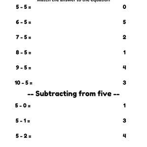 15 Single Digit Subtraction Worksheets, Numbers 0 to 10, Printable ...