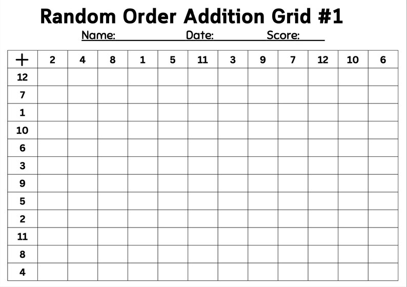 20 Addition Worksheets, Adding Numbers 1 to 12, Printable, Digital ...