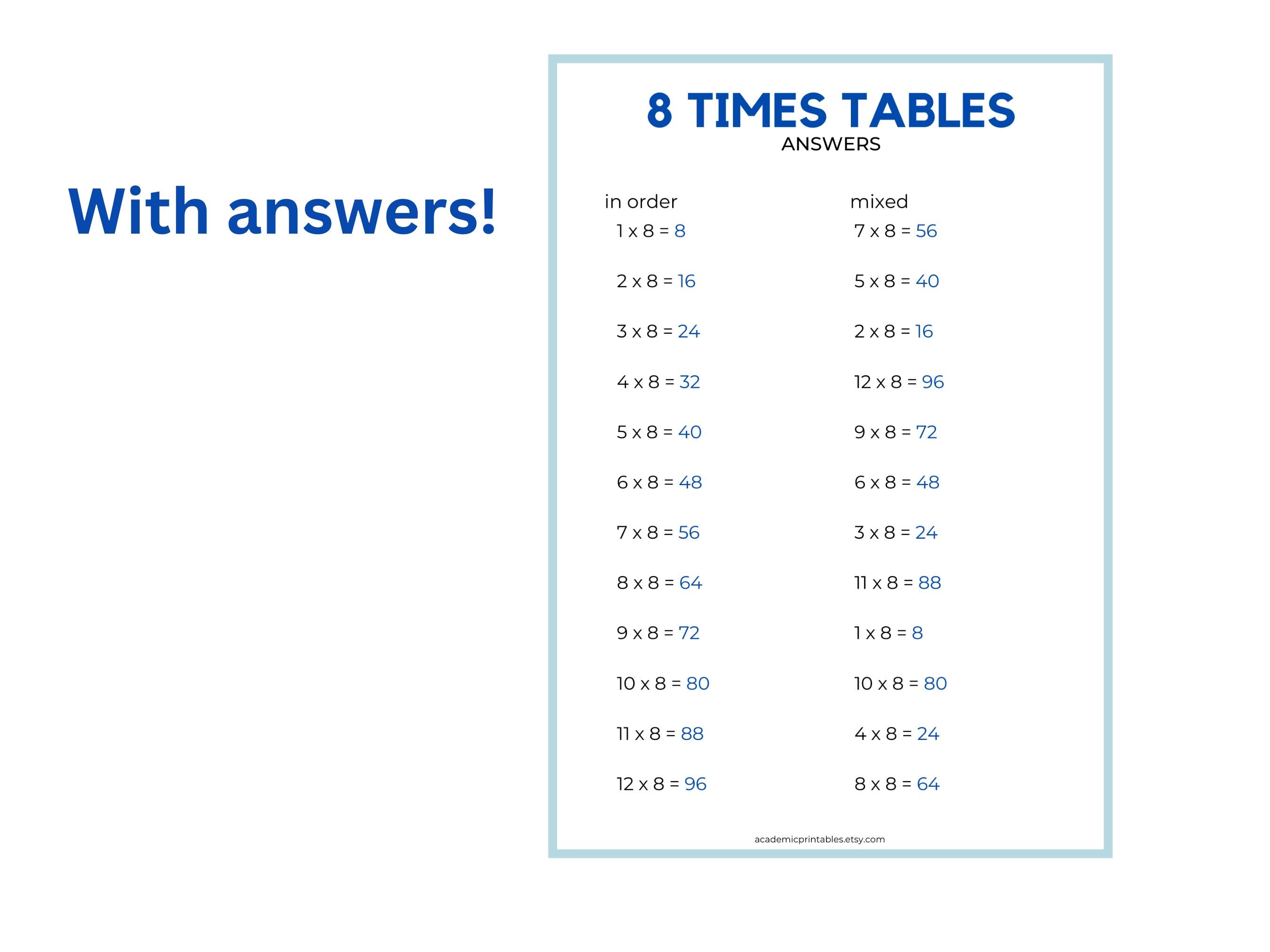 Times Tables 1-12 Worksheets, Multiplication Tables Printable With ...