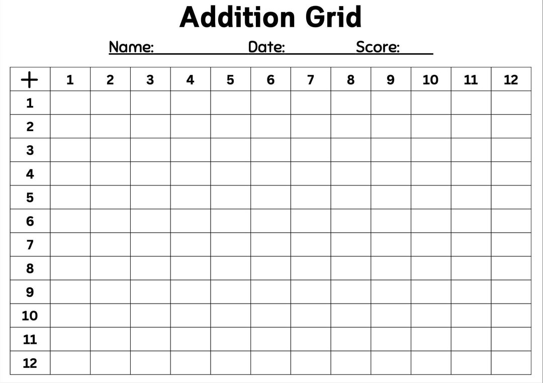 20 Addition Worksheets, Adding Numbers 1 to 12, Printable, Digital ...