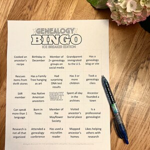 Genealogy Bingo: Ice Breaker Edition - Etsy