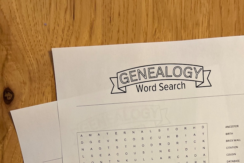 Genealogy Word Search - Family History Themed Puzzle - Digital Download ...