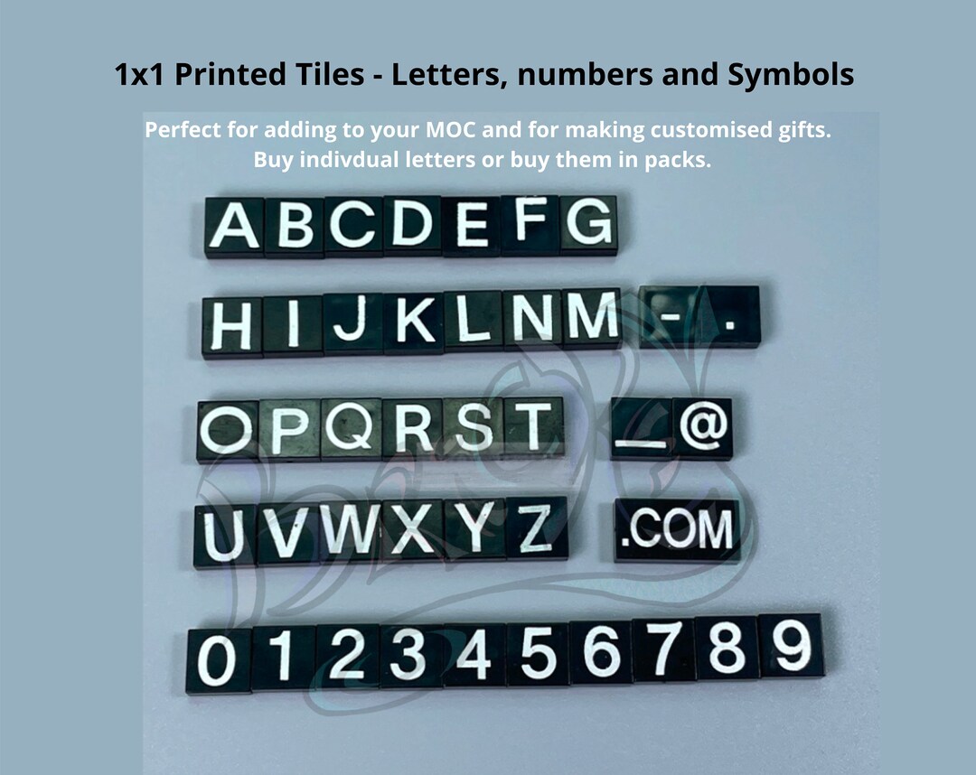 1x1 Printed Tiles of Letters Numbers Symbols Gift - Etsy