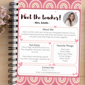 Boho Rainbow Meet the Teacher Template, Editable Back to School Teacher ...