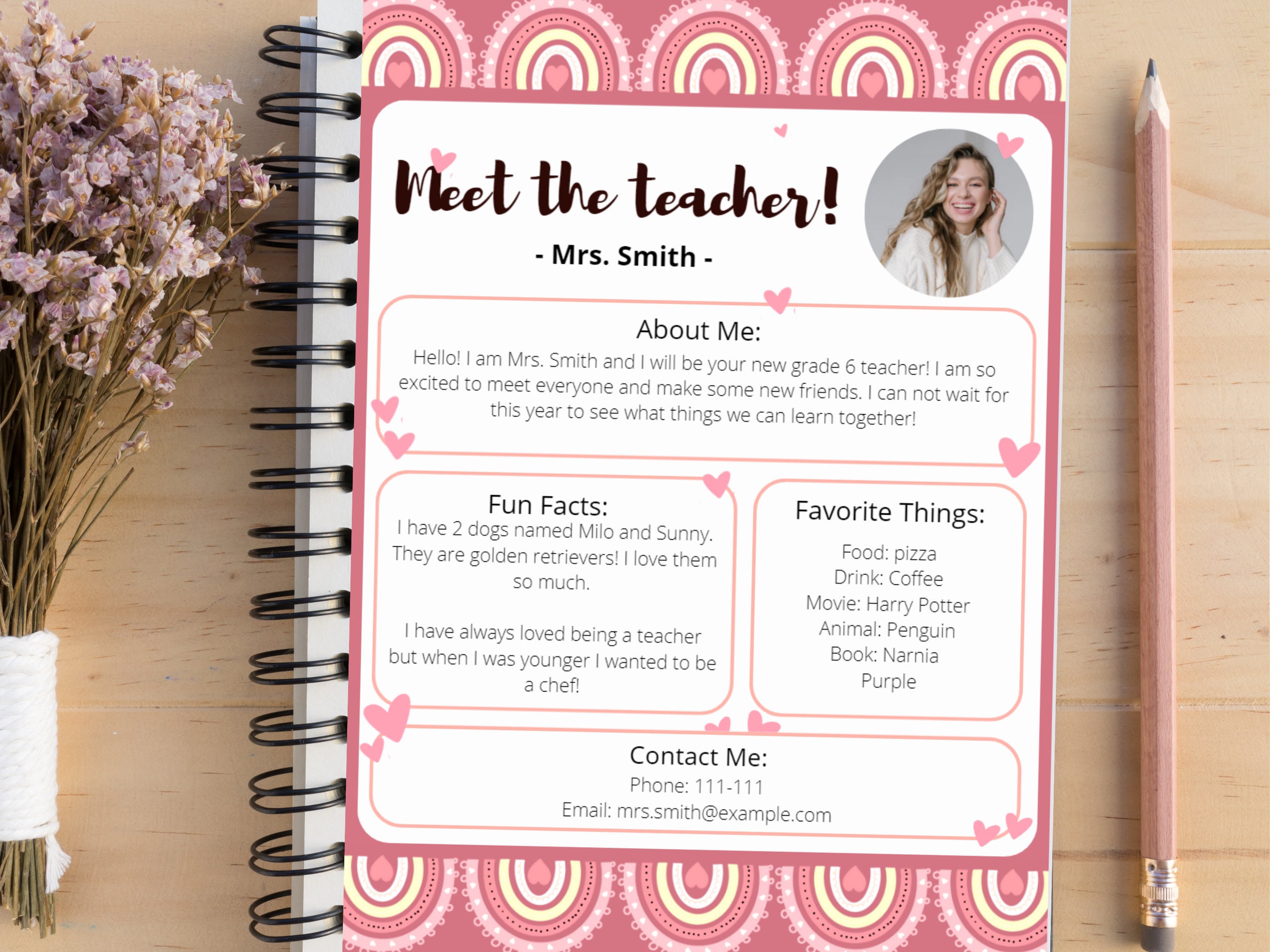 Boho Rainbow Meet the Teacher Template, Editable Back to School Teacher ...