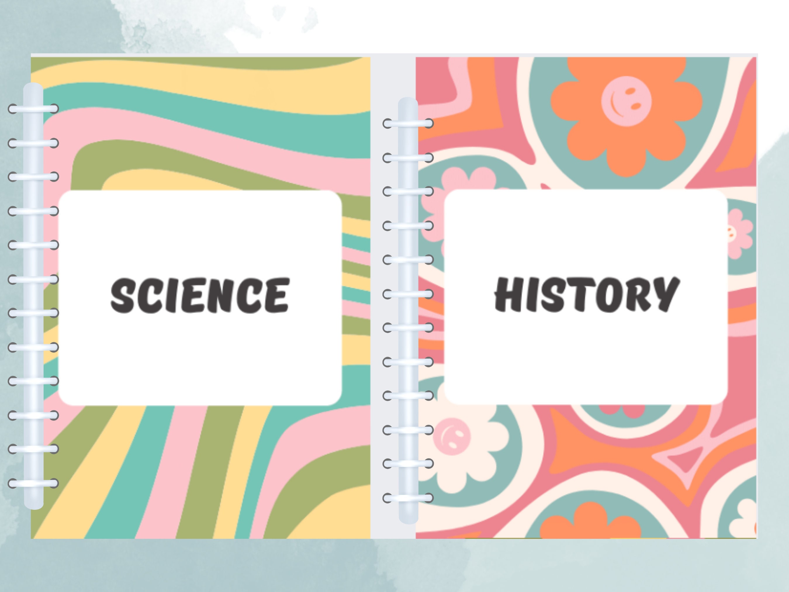 Groovy Boho Binder Covers A4, Groovy Boho Editable Template, Retro ...