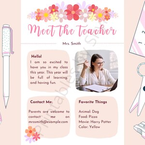 Floral Meet the Teacher Editable Template, Easy Use Teacher Template ...