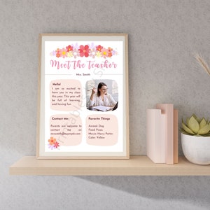 Floral Meet the Teacher Editable Template, Easy Use Teacher Template ...