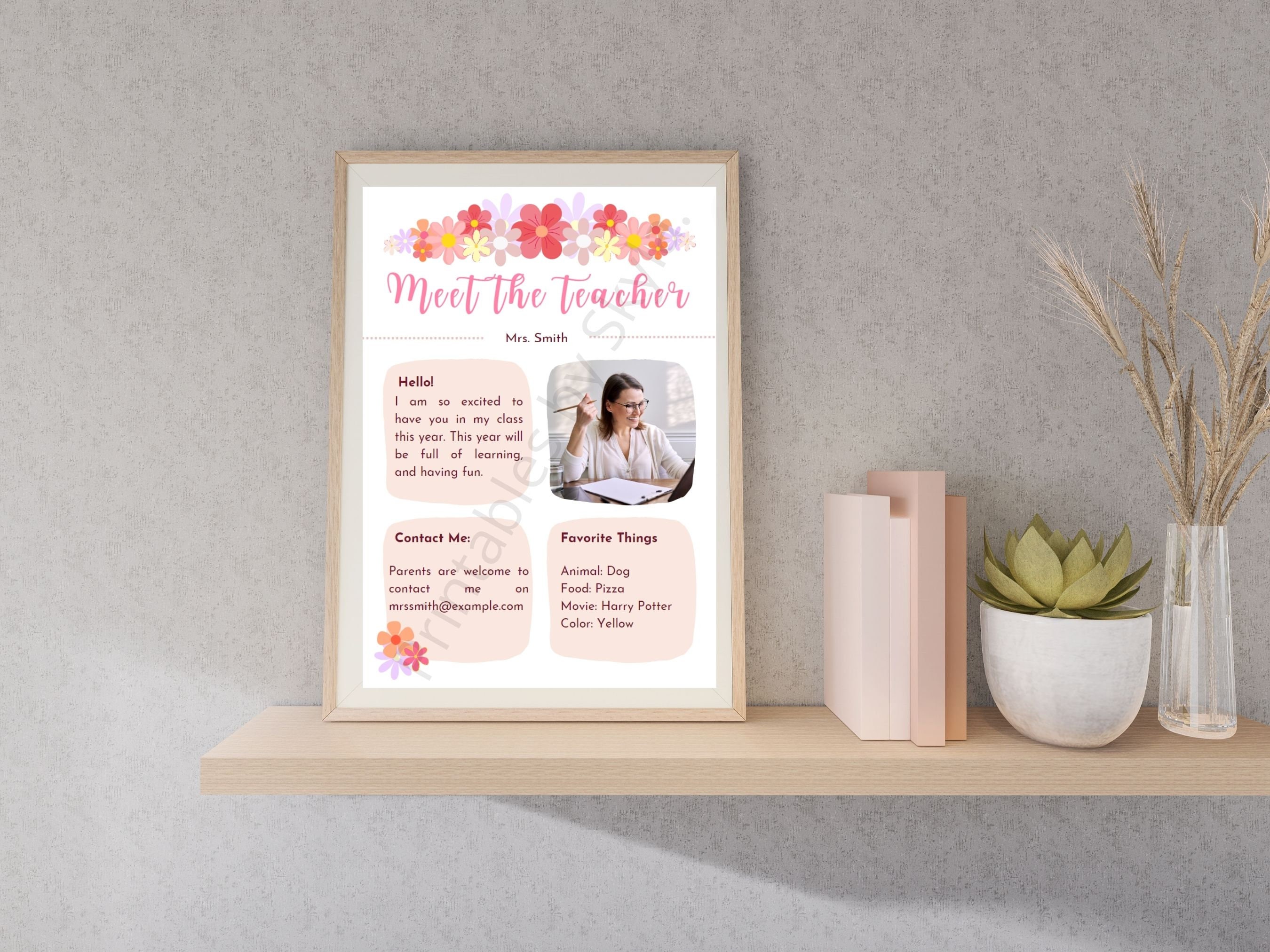 Floral Meet the Teacher Editable Template, Easy Use Teacher Template ...