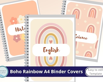 Modern Boho Rainbow Binder Covers [editable] - Etsy Canada