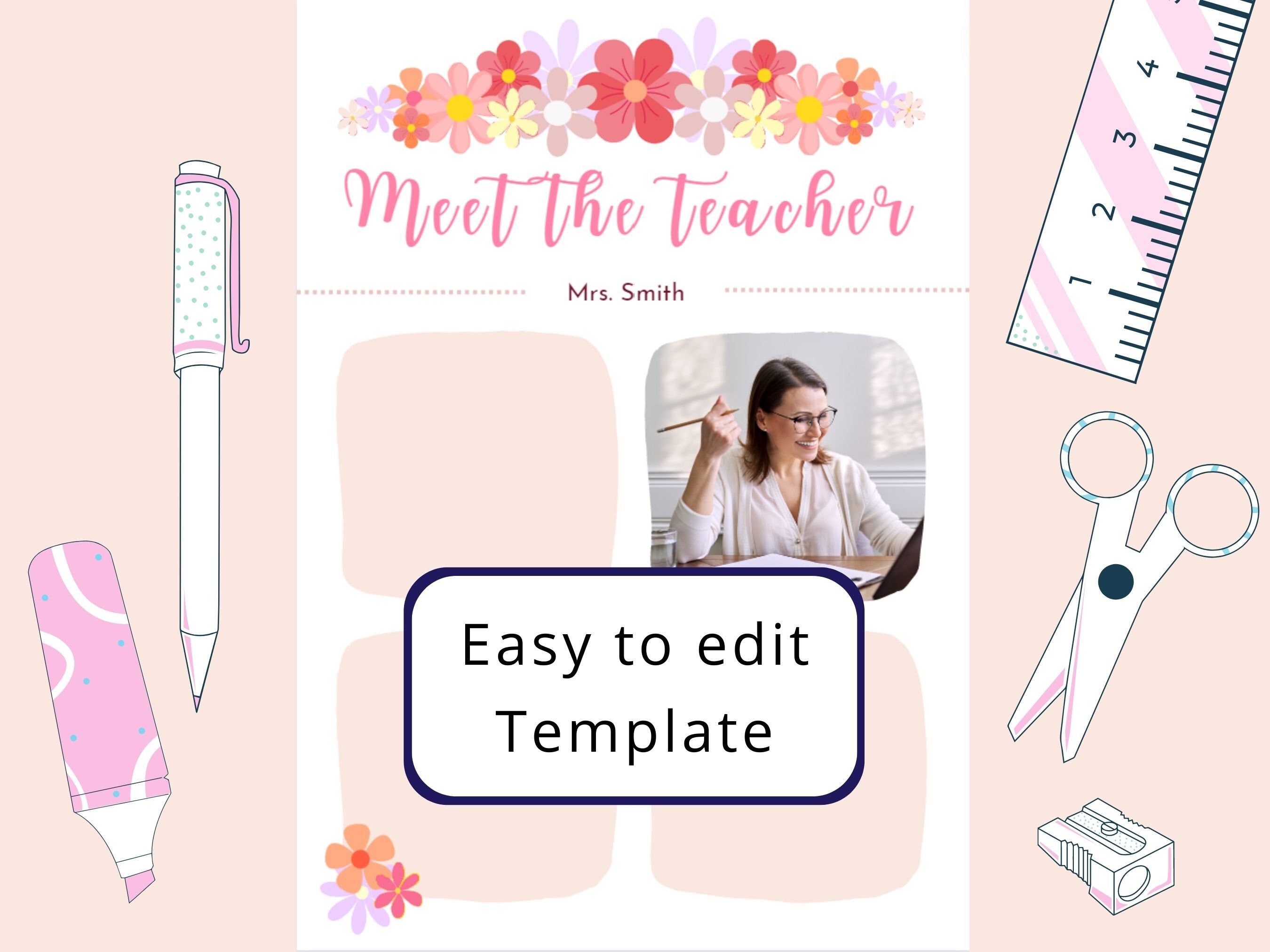 Floral Meet the Teacher Editable Template, Easy Use Teacher Template ...