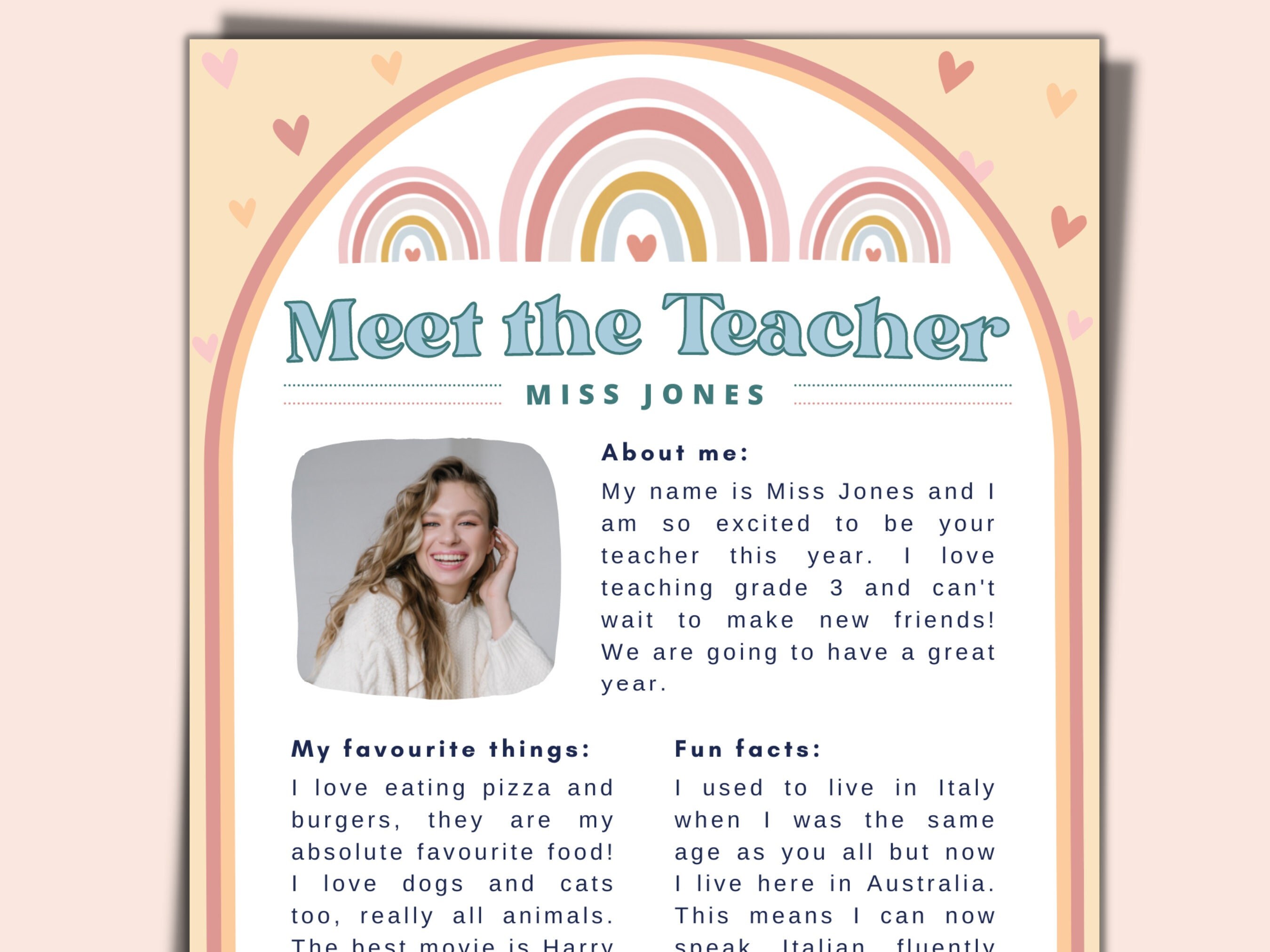Meet the Teacher Template Boho Rainbow, Meet the Teacher Boho Rainbow ...