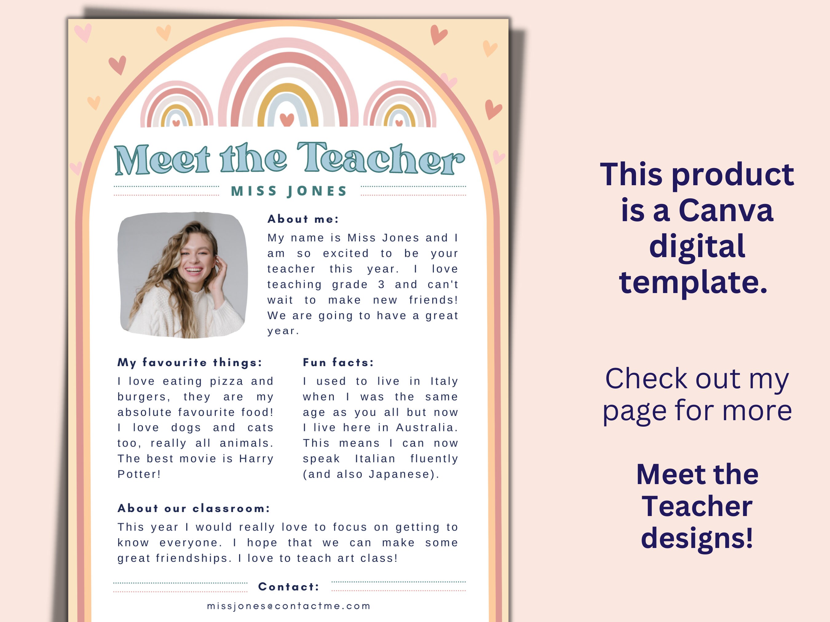 Meet the Teacher Template Boho Rainbow, Meet the Teacher Boho Rainbow ...