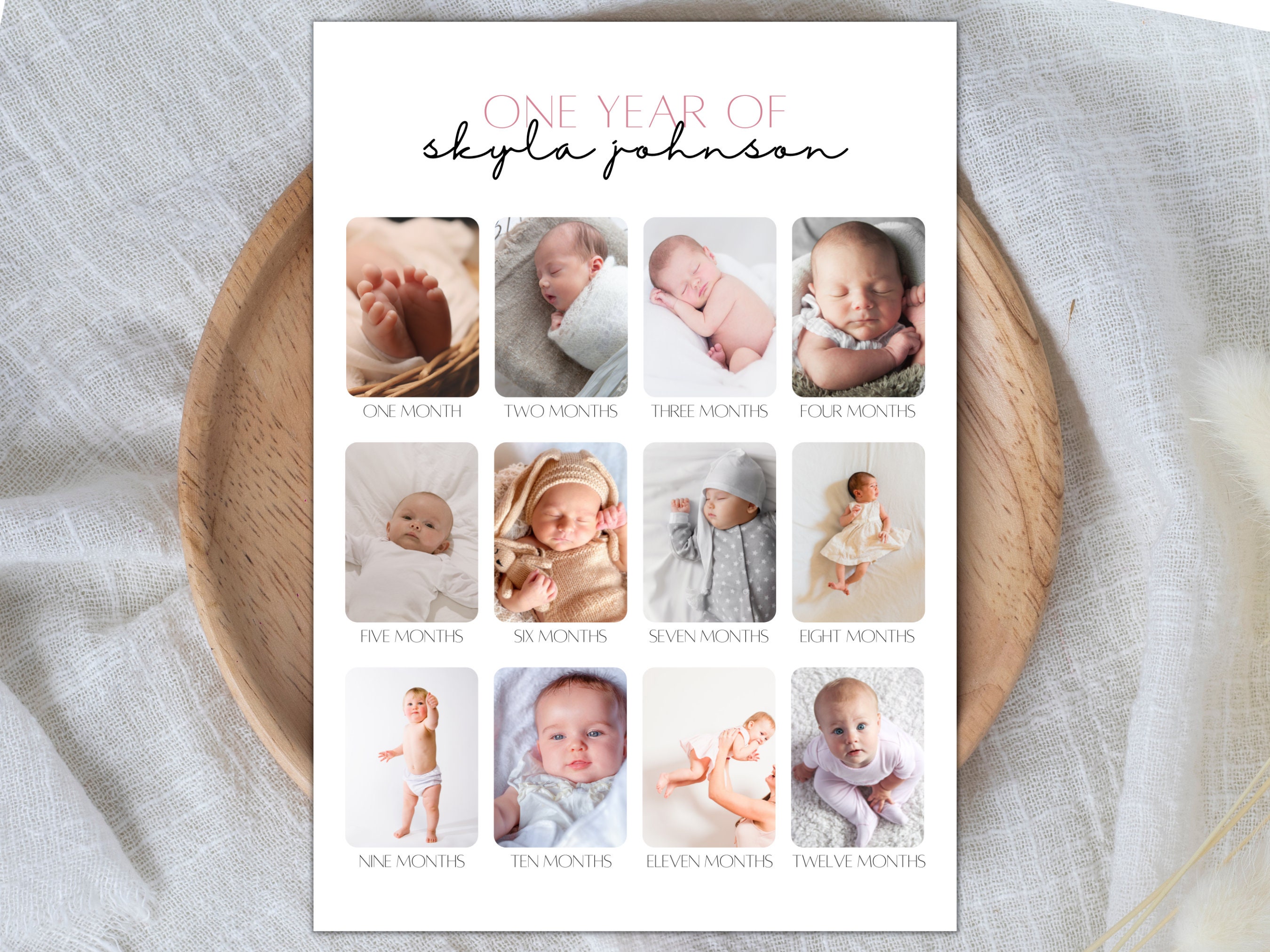Baby's First Year Photo Template, 1st Birthday Baby Photo Collage ...