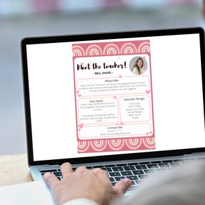 Boho Rainbow Meet the Teacher Template, Editable Back to School Teacher ...