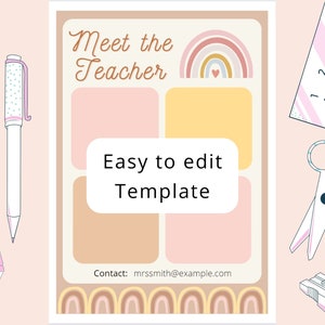 Boho Rainbow Meet the Teacher Editable Template, Easy to Use Back to ...