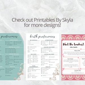 Birth Preferences Template, Birth Plan Editable, Baby Checklist to ...