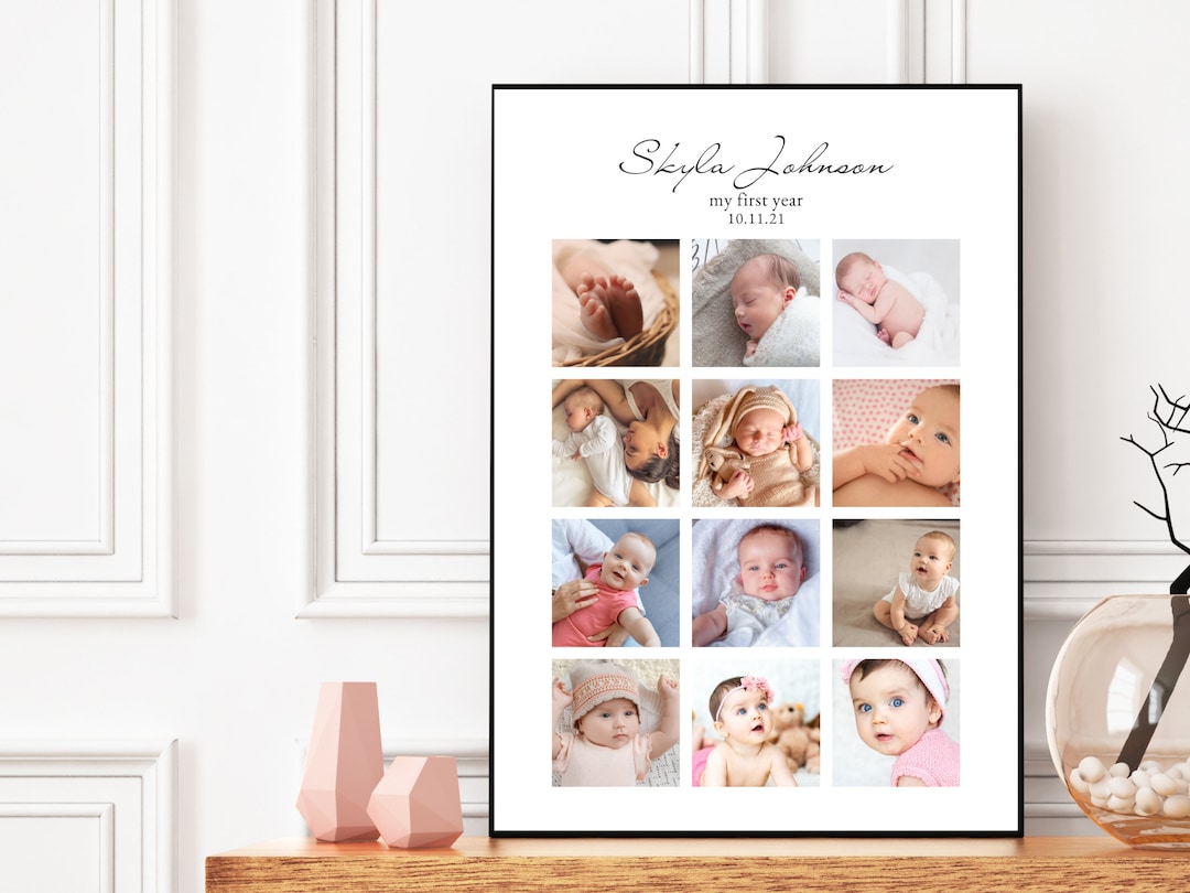 Baby Photo Collage, Baby's First Year Photo Template, 1st Birthday ...