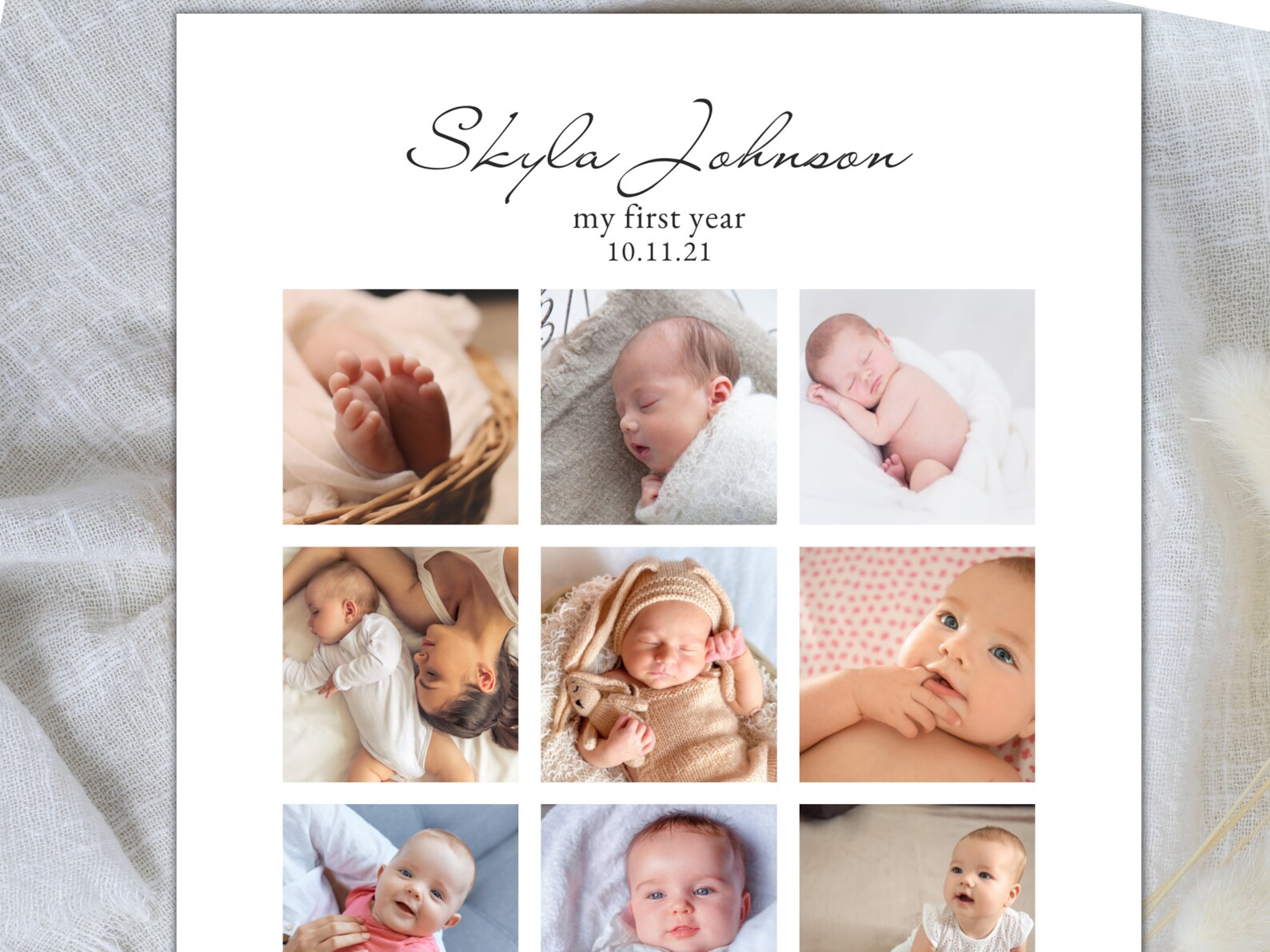 Baby Photo Collage, Baby's First Year Photo Template, 1st Birthday ...