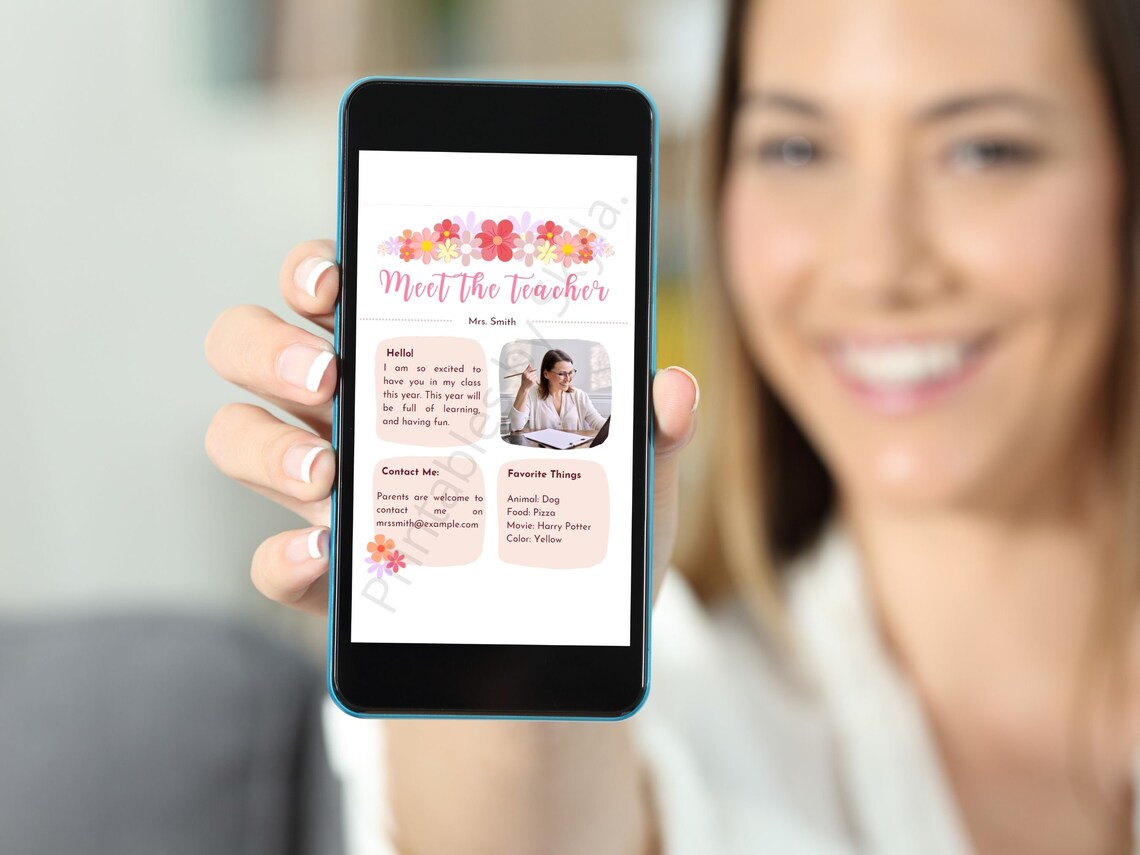 Floral Meet the Teacher Editable Template, Easy Use Teacher Template ...