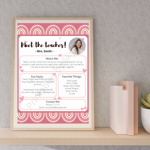 Boho Rainbow Meet the Teacher Template, Editable Back to School Teacher ...