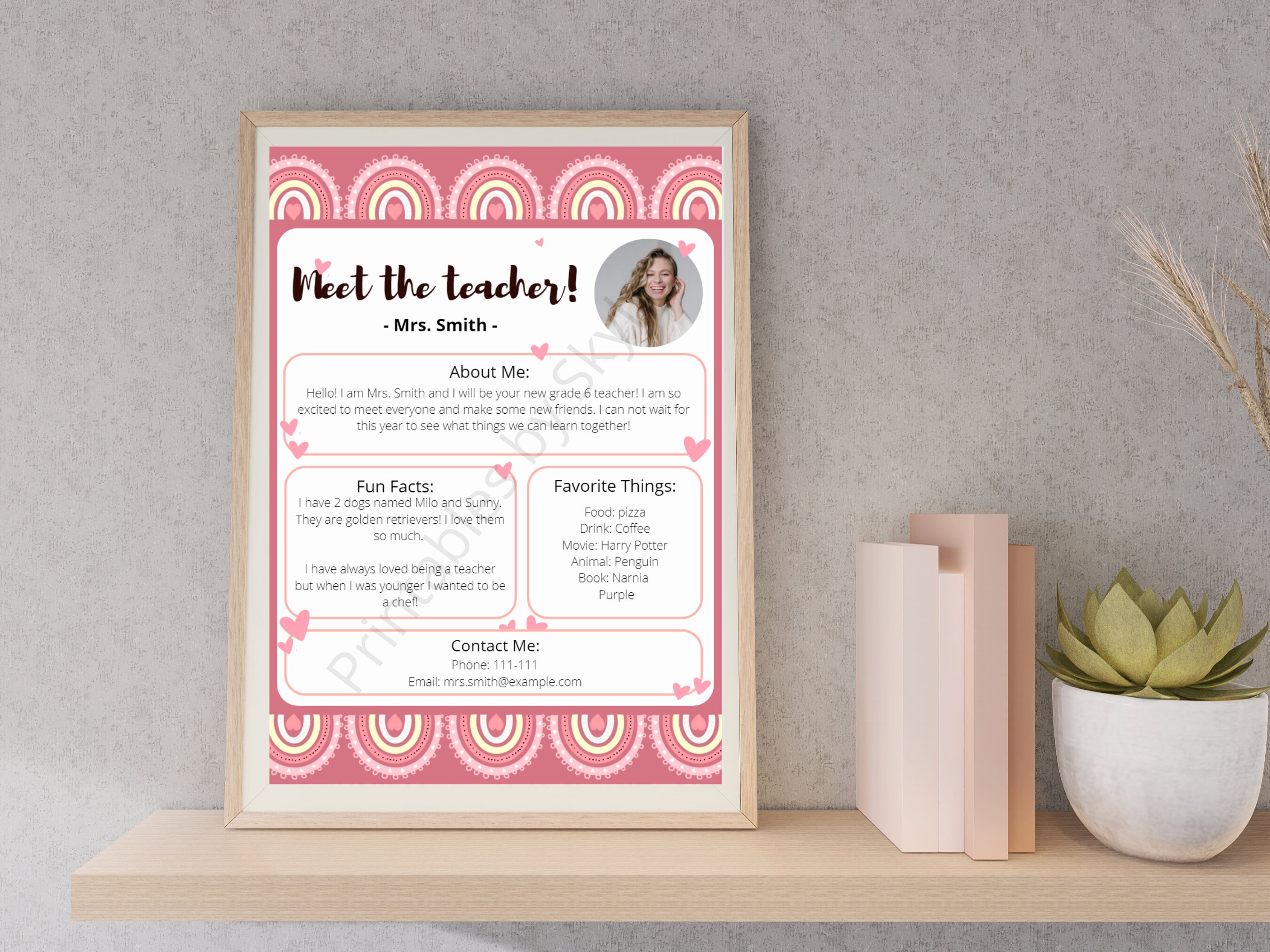 Boho Rainbow Meet the Teacher Template, Editable Back to School Teacher ...