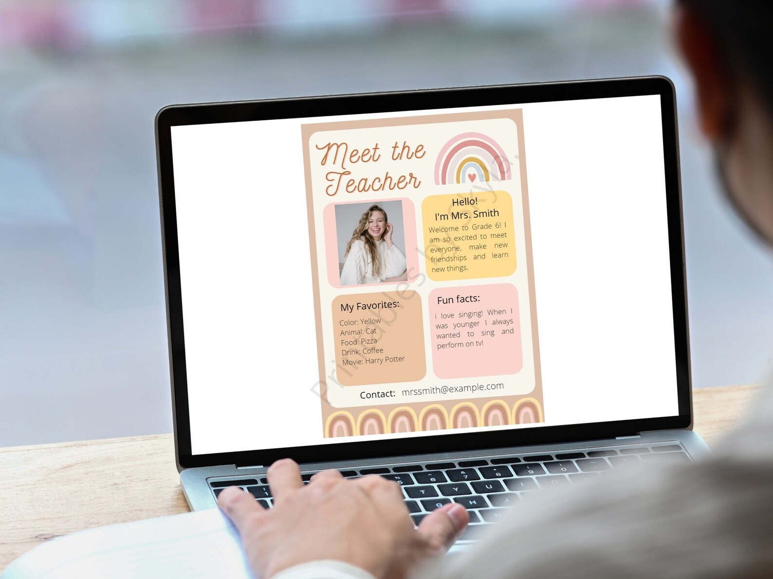 Boho Rainbow Meet the Teacher Editable Template, Easy to Use Back to ...