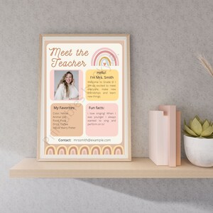 Boho Rainbow Meet the Teacher Editable Template, Easy to Use Back to ...