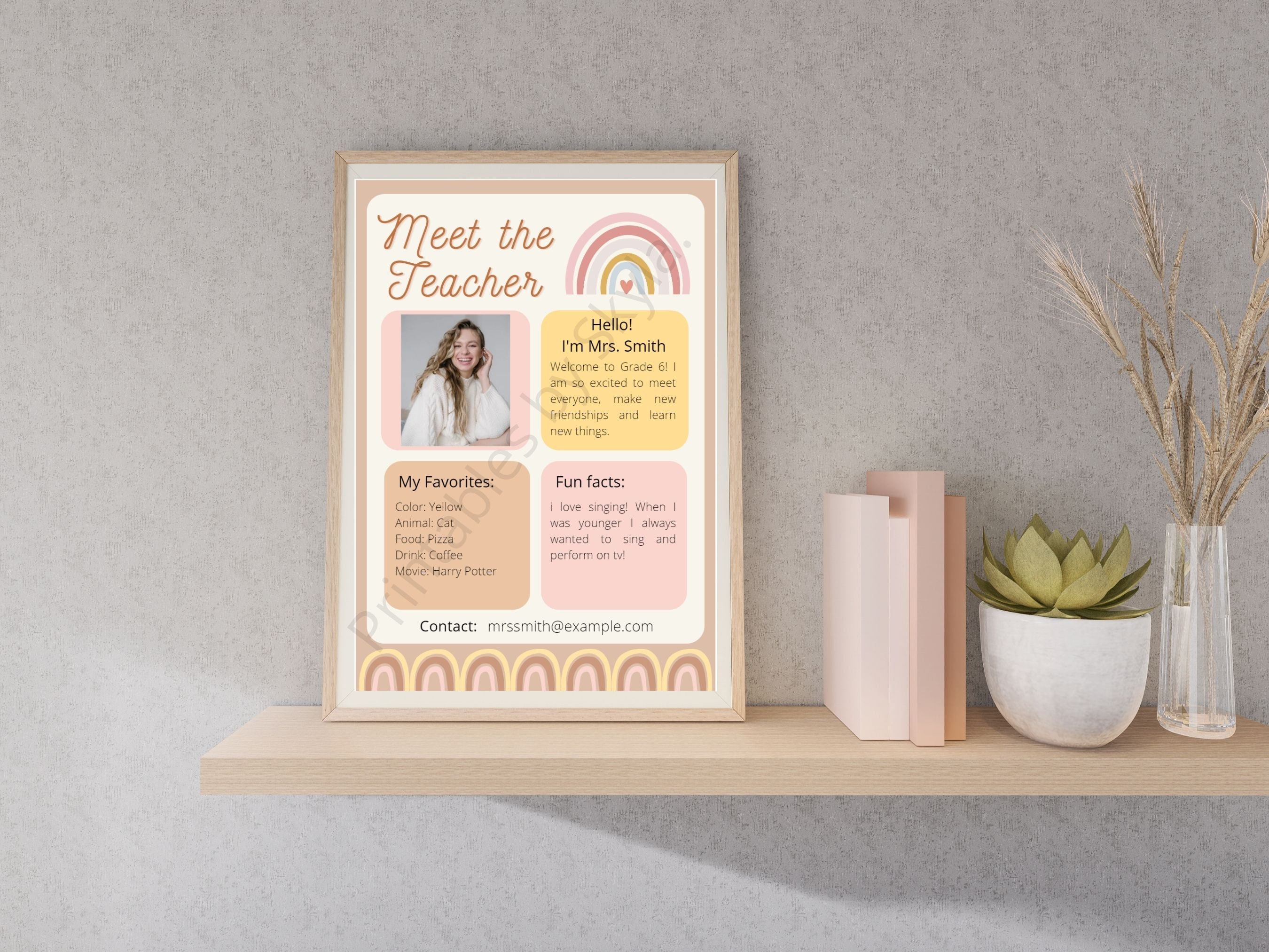 Boho Rainbow Meet the Teacher Editable Template, Easy to Use Back to ...