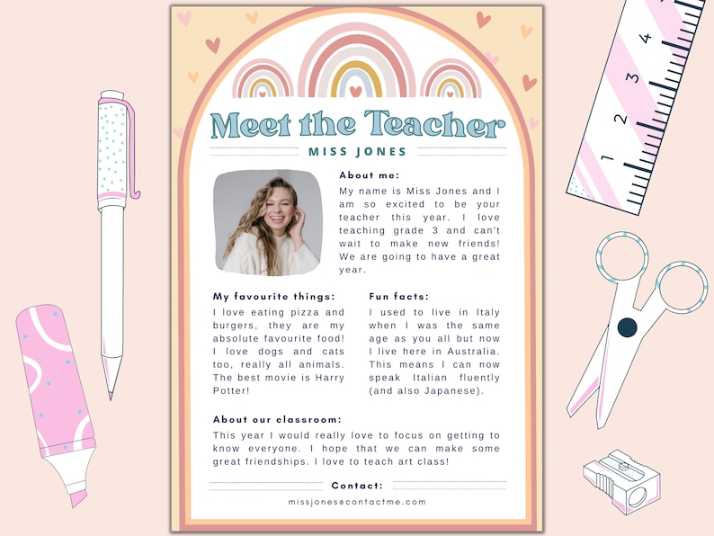Meet the Teacher Template Boho Rainbow, Meet the Teacher Boho Rainbow ...
