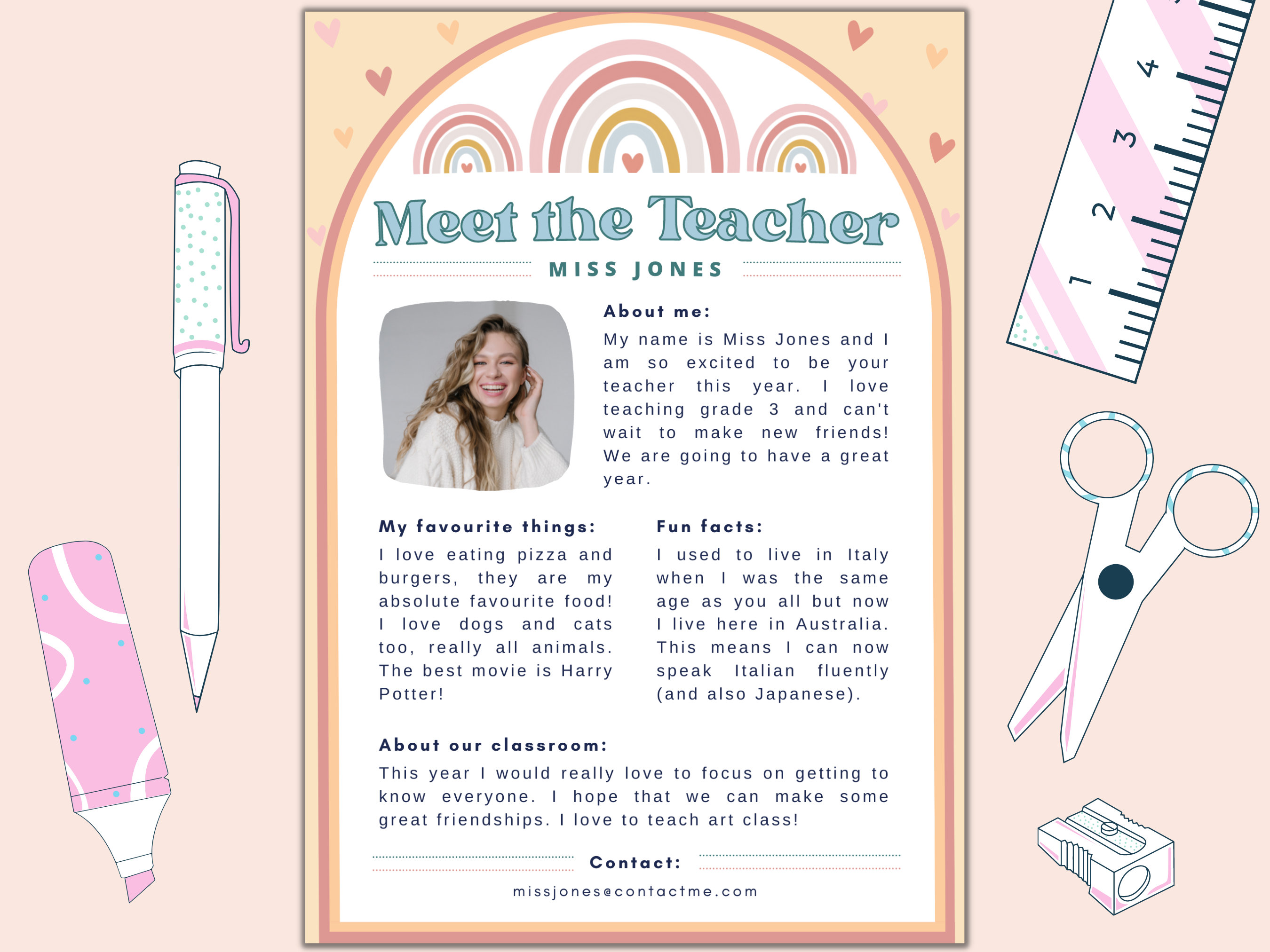 Meet the Teacher Template Boho Rainbow, Meet the Teacher Boho Rainbow ...