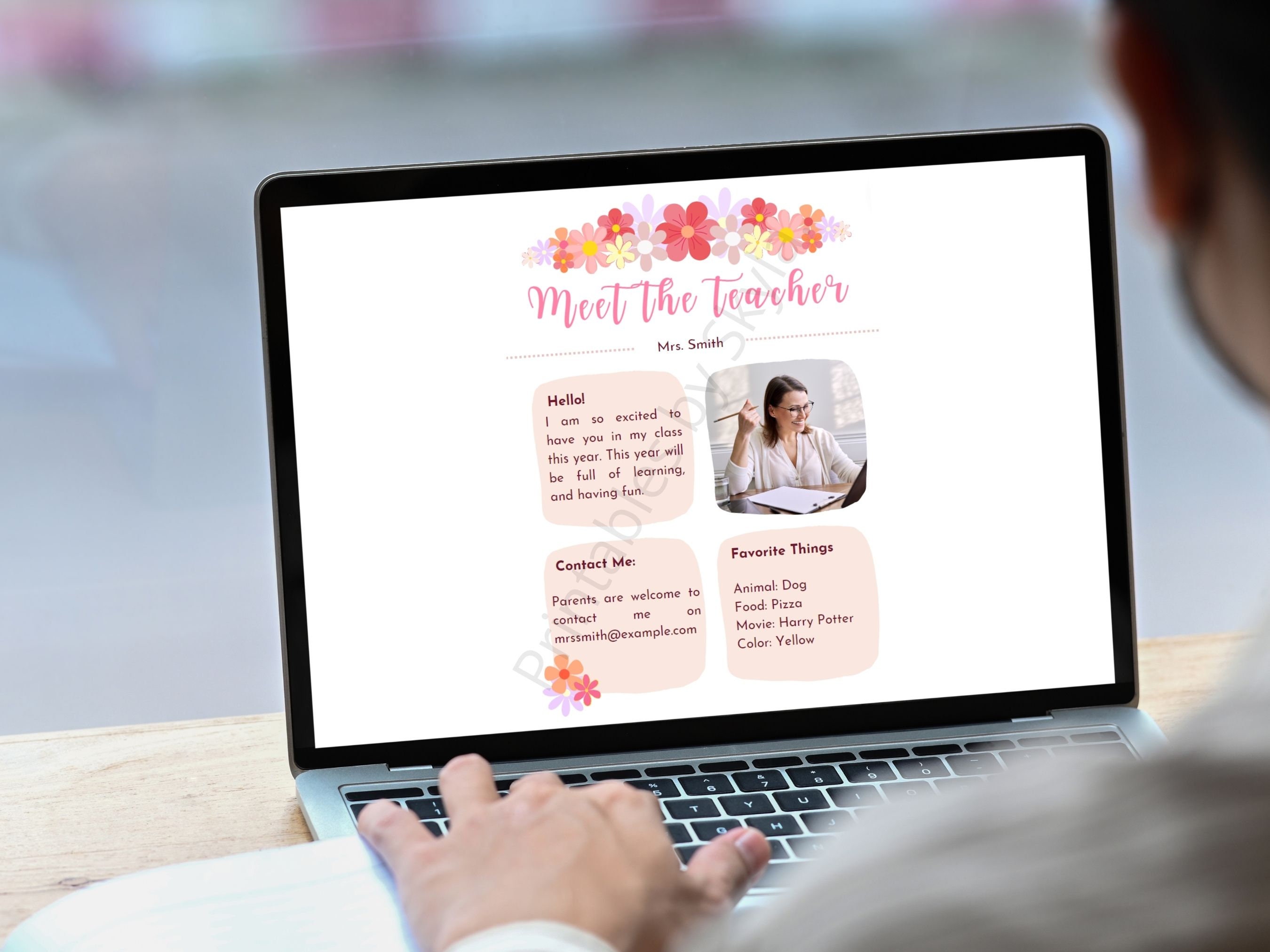 Floral Meet the Teacher Editable Template, Easy Use Teacher Template ...