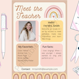 Boho Rainbow Meet the Teacher Editable Template, Easy to Use Back to ...