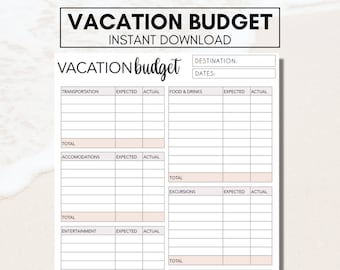 Vacation Budget Planner & Expense Tracker: A4, A5, Half-letter ...