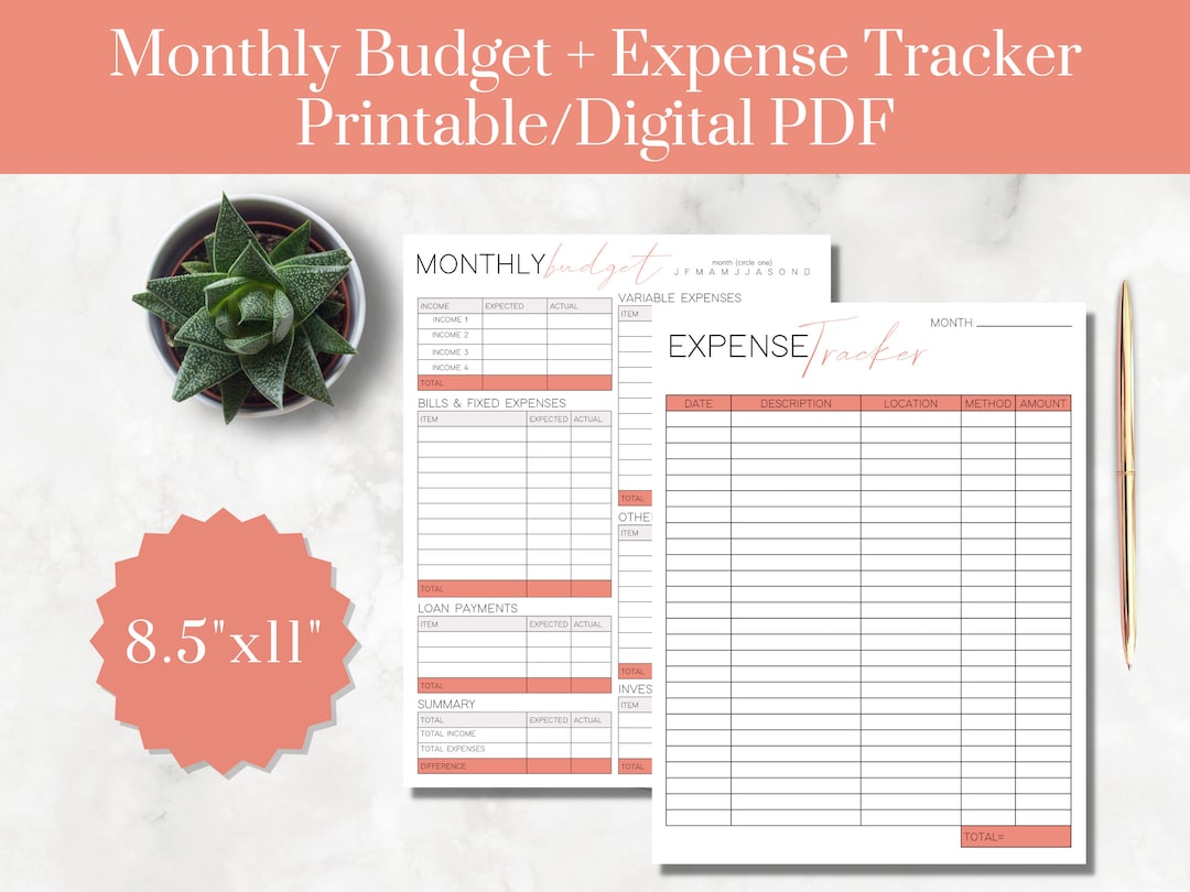 Monthly Budget Planner: Easy Expense Tracker & Budget Worksheet for ...
