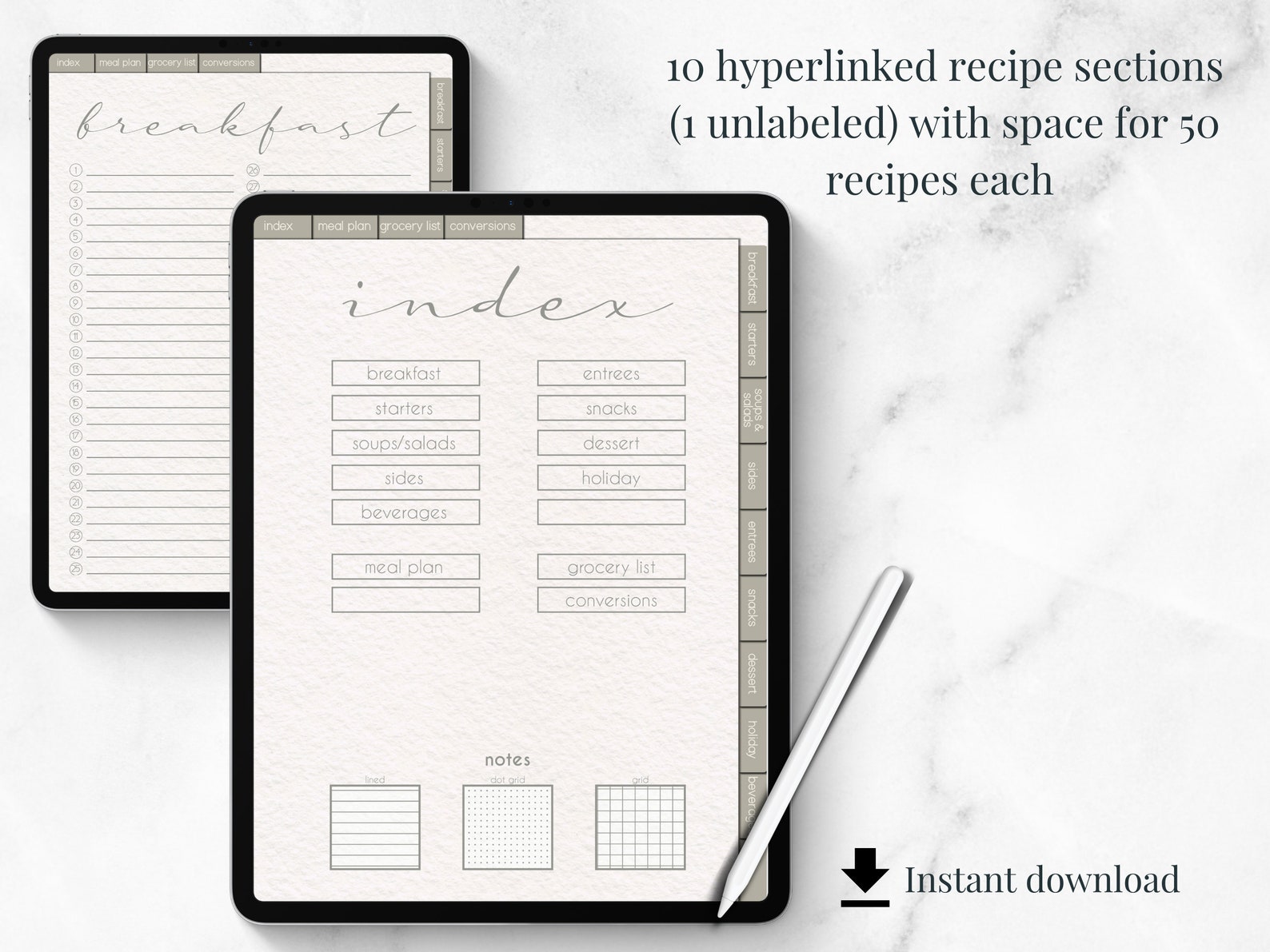 Digital Recipe Book Recipe Planner Goodnotes Template Meal - Etsy