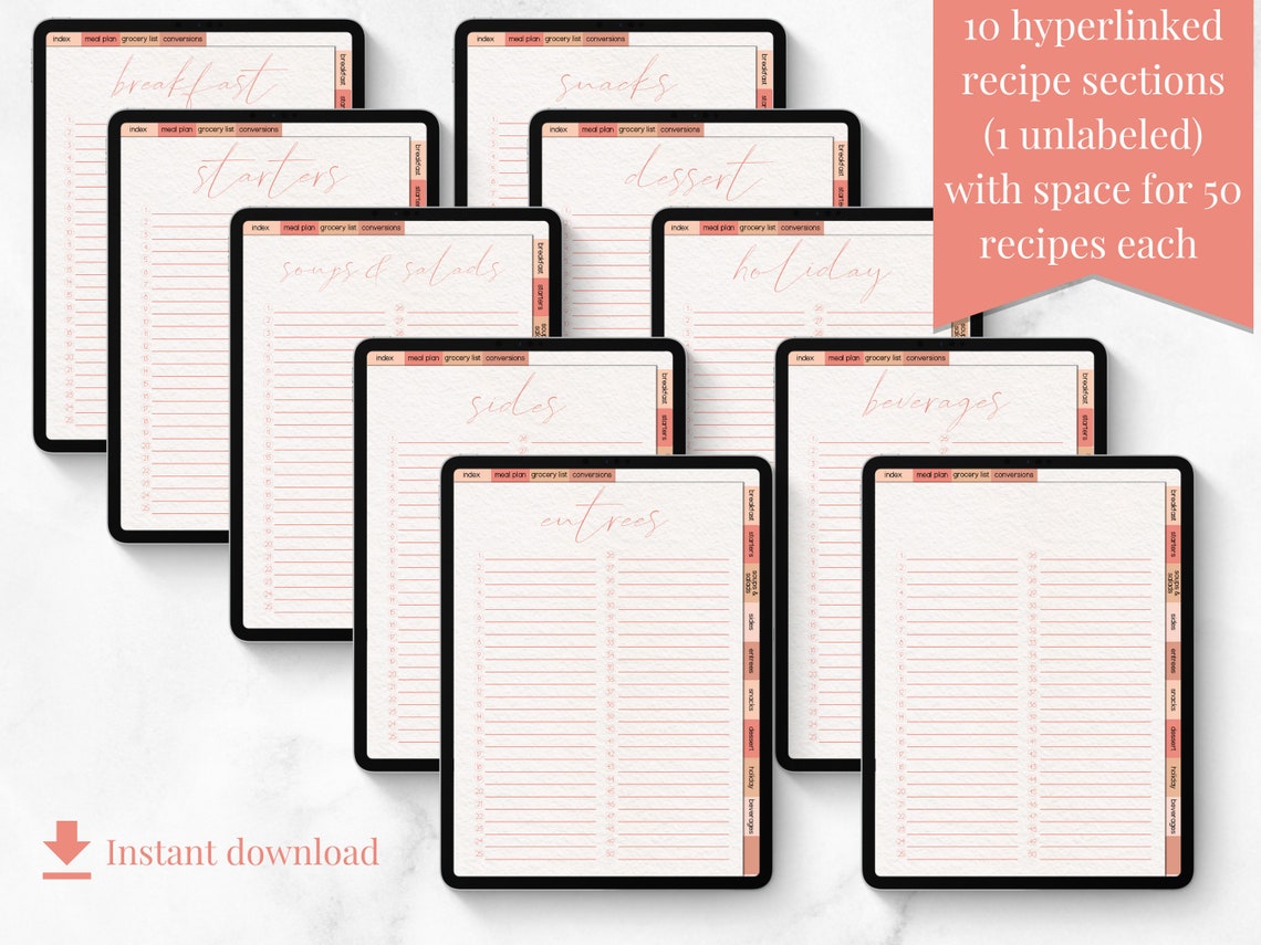 Custom Digital Recipe Book, Weekly Meal Planner (PDF) - Etsy