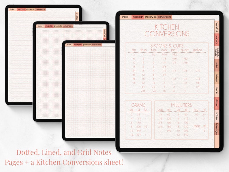 Digital Family Recipe Book, Weekly Meal Planner (PDF Template) - Etsy