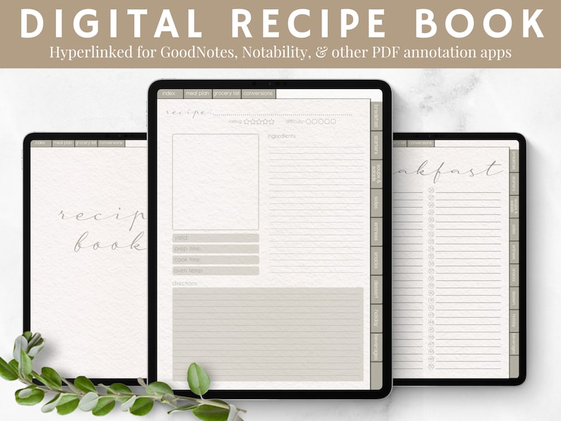 Digital Recipe Book Recipe Planner Goodnotes Template Meal - Etsy