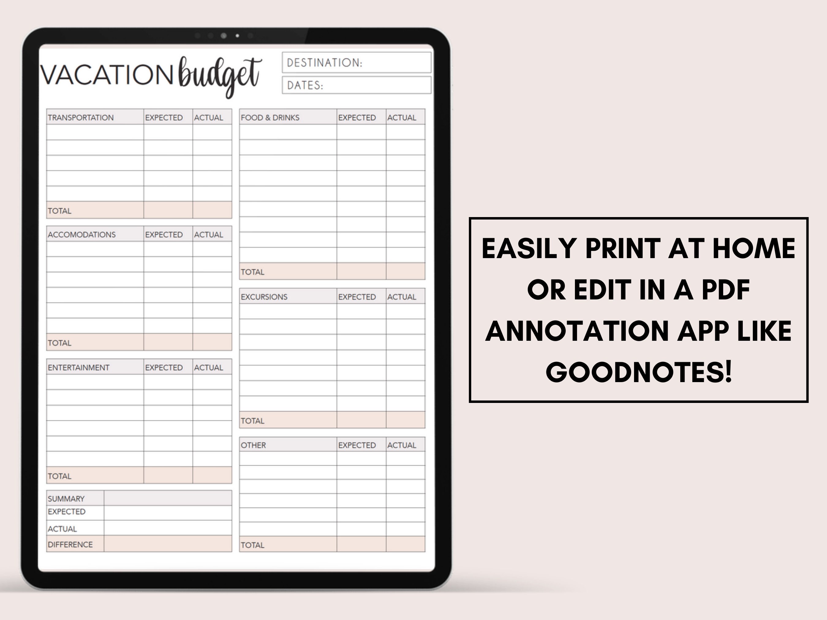 Vacation Budget Planner & Expense Tracker: A4, A5, Half-letter ...