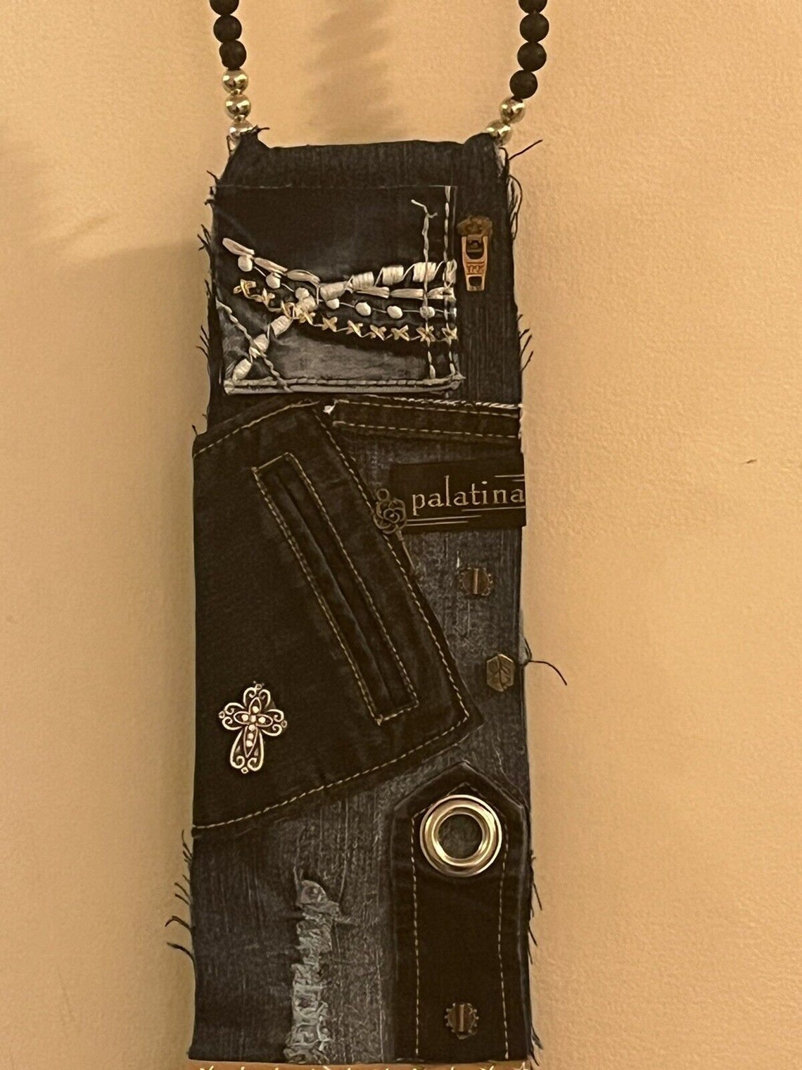 Upcycled Handmade Denim Jeans Necktie Statement Necklace Wearable Art ...