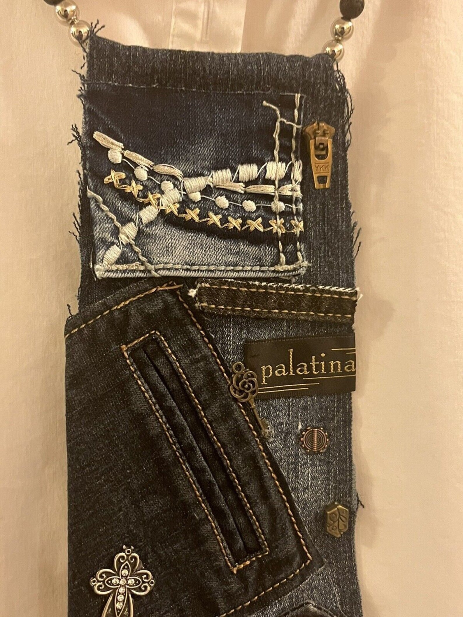 Upcycled Handmade Denim Jeans Necktie Statement Necklace Wearable Art ...