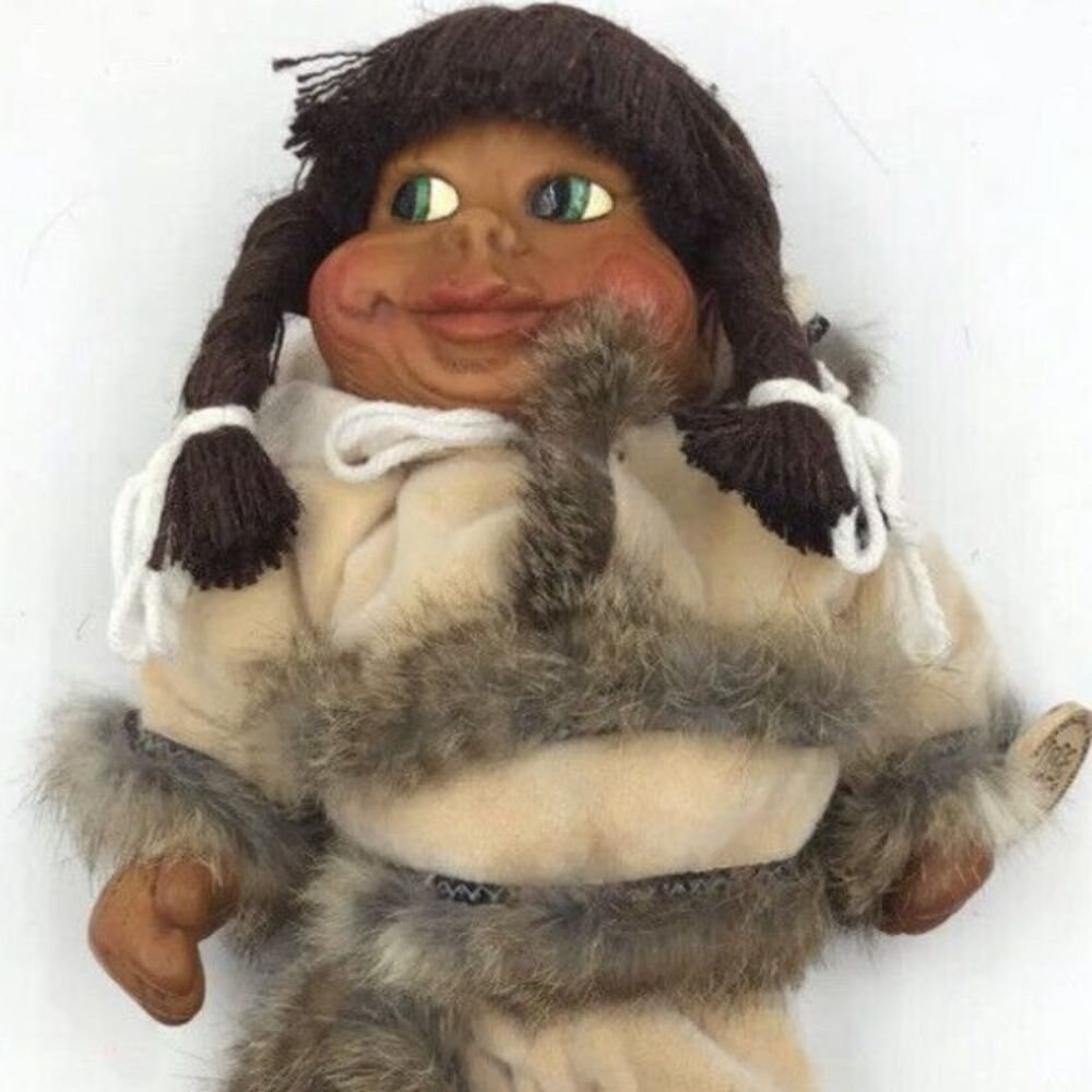 Naber Kids Wood Face Carved Native American Eskimo Dolls Set of 3 - Etsy